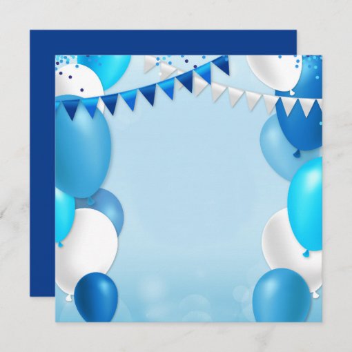 Blue balloons and party flags invitation | Zazzle