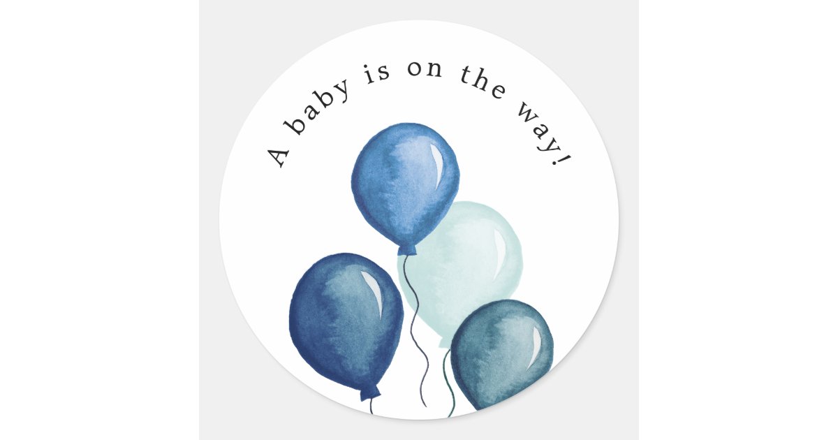 Blue Balloons Baby Shower Round Sticker | Zazzle
