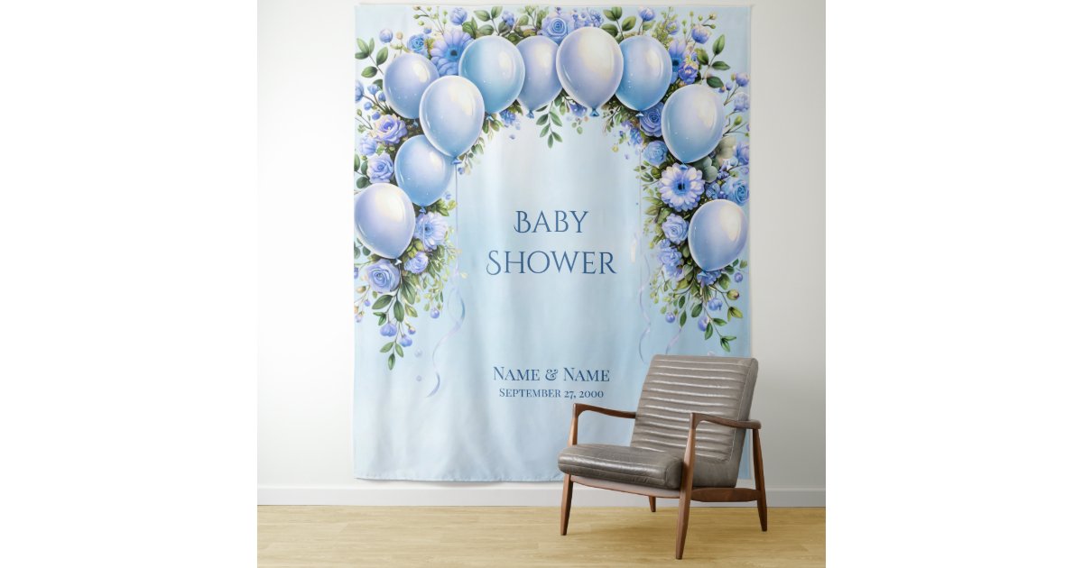 Blue Balloons Backdrop | Zazzle