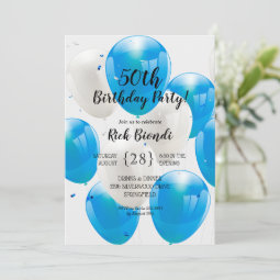 Blue Balloons Birthday Party Invitation | Zazzle