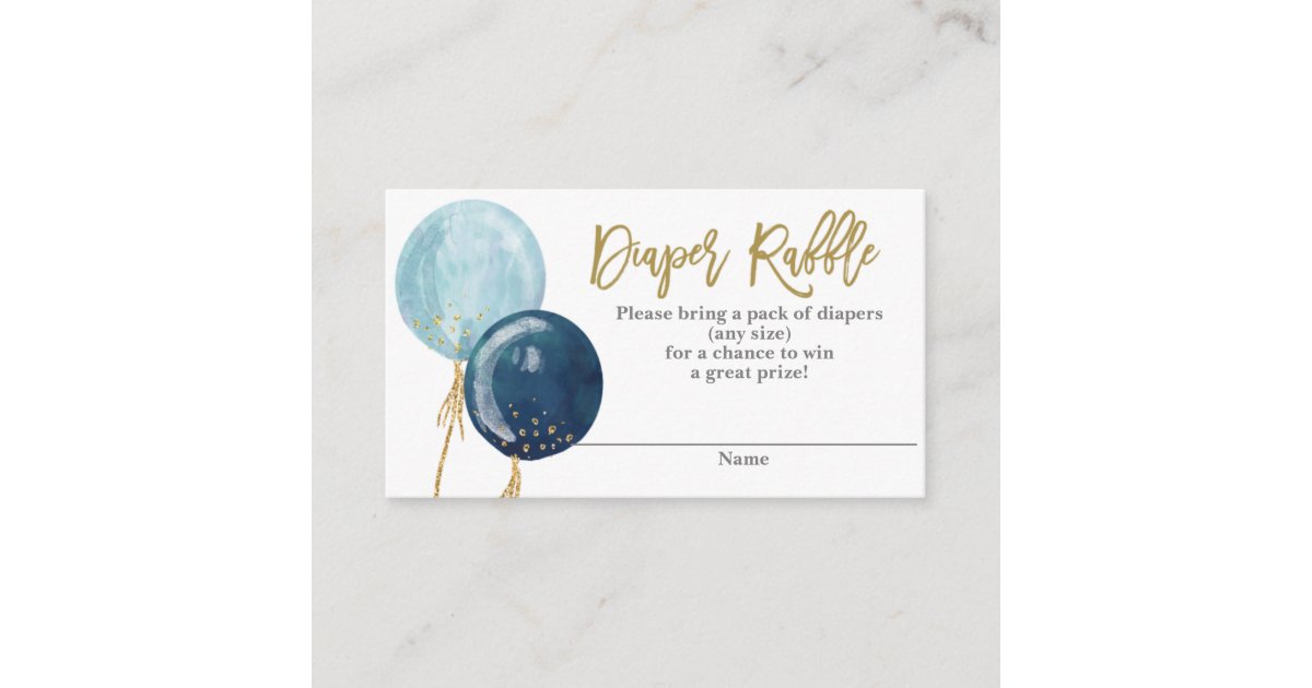 Blue balloons Diaper Raffle Enclosure Card | Zazzle