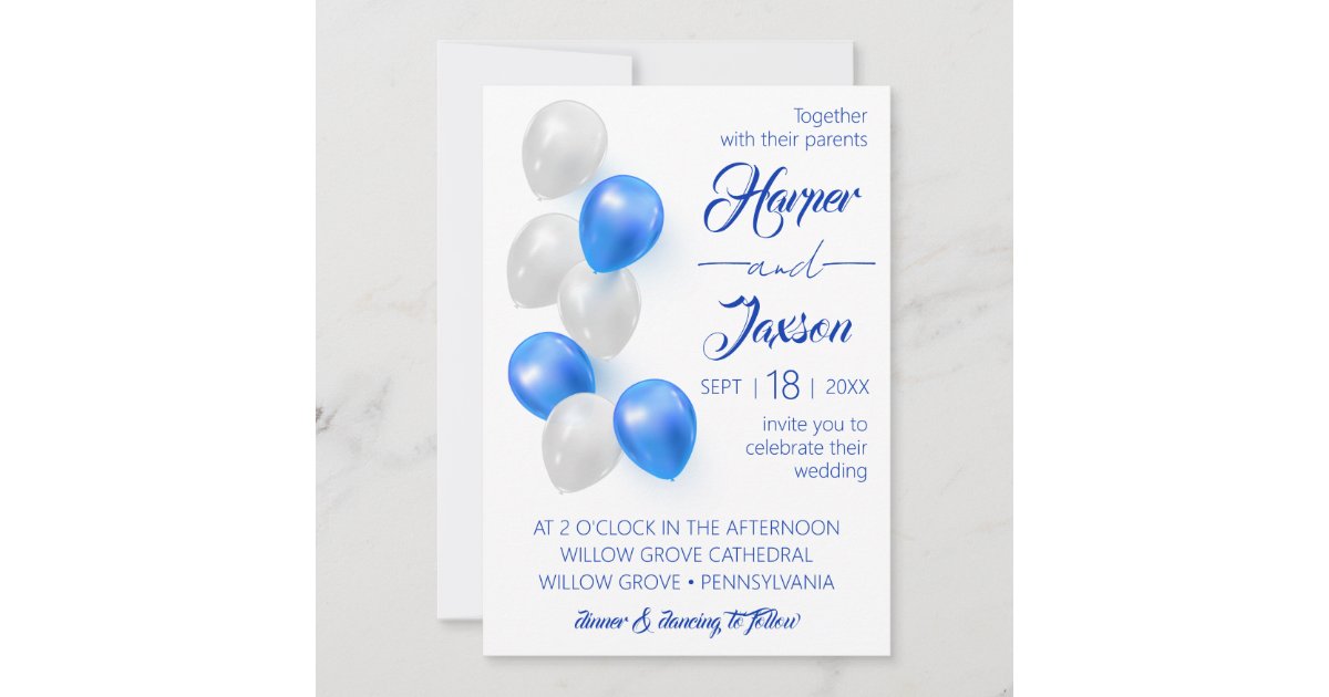 Blue Balloons. Elegant wedding invitation. Invitation | Zazzle