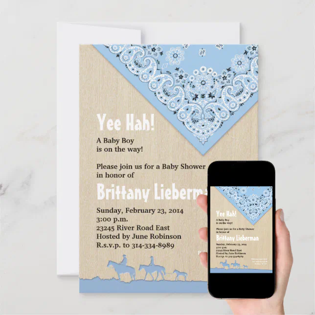 Blue Bandana Invitation | Zazzle
