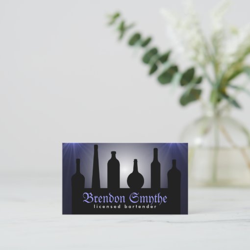 Blue Bartending Services Bartender Business Cards | Zazzle