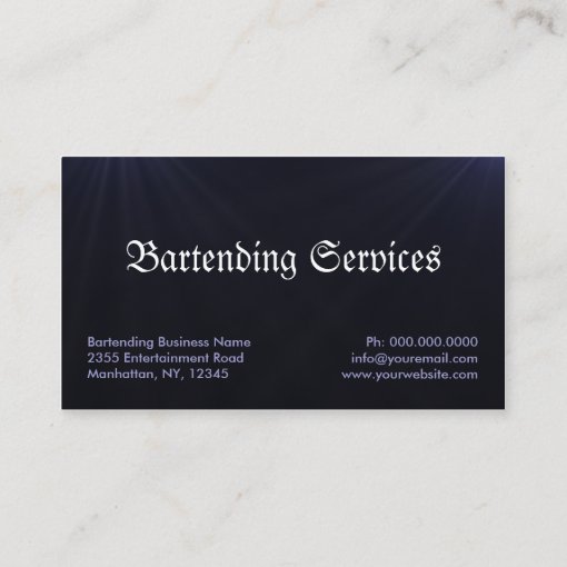 Blue Bartending Services Bartender Business Cards | Zazzle