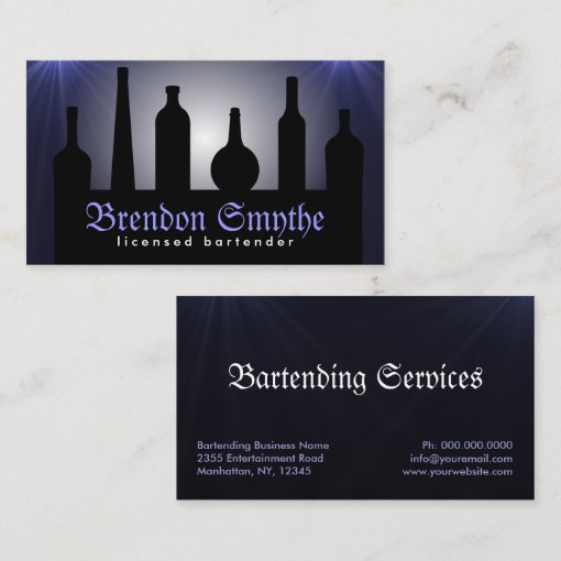 Blue Bartending Services Bartender Business Cards | Zazzle