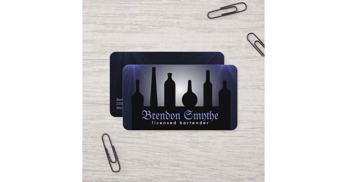 Blue Bartending Services Bartender Business Cards | Zazzle