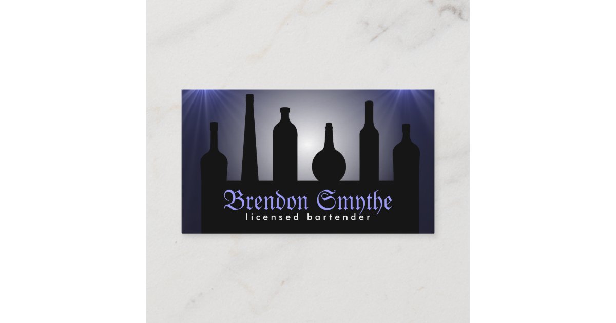 Blue Bartending Services Bartender Business Cards | Zazzle