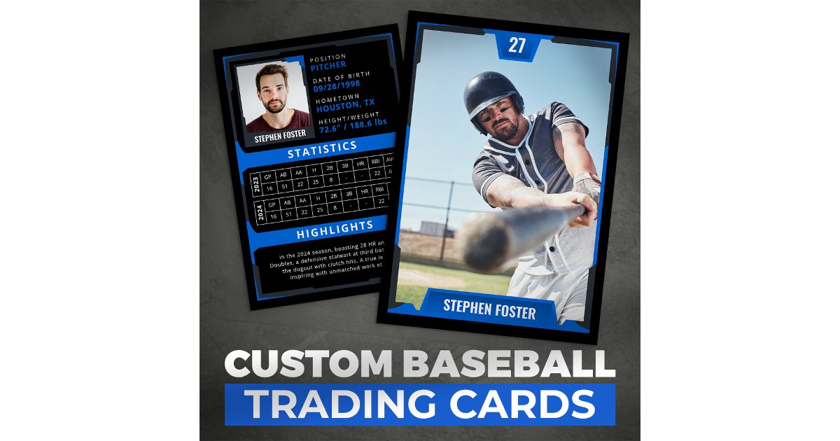 Blue Baseball Trading Card - Player Profile | Zazzle