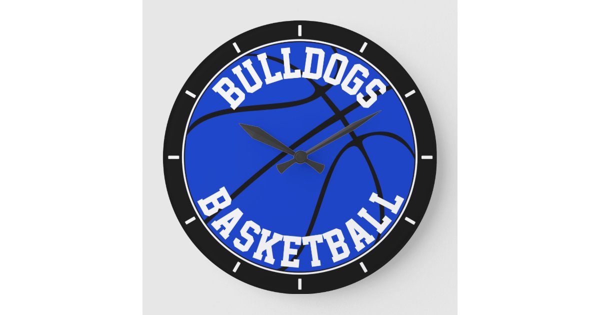 Blue Basketball Custom Team Name or Text Large Clock | Zazzle