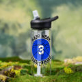 Blue Basketball Player Custom Team Name and Number Water Bottle | Zazzle