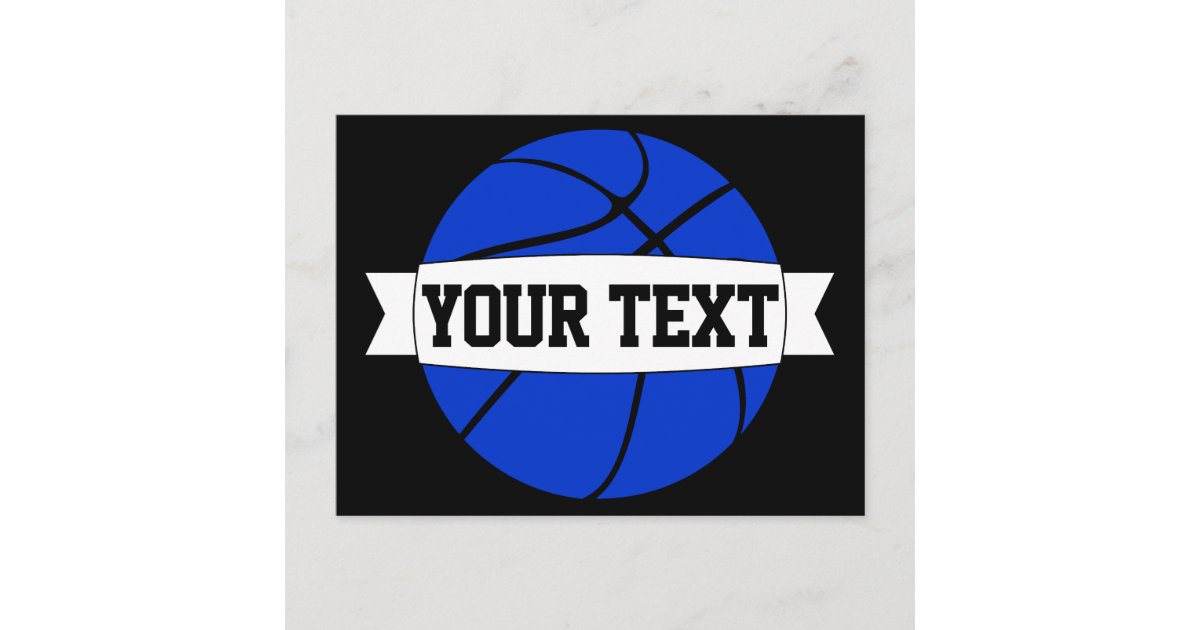Blue Basketball Team Name or Custom Text Postcards | Zazzle