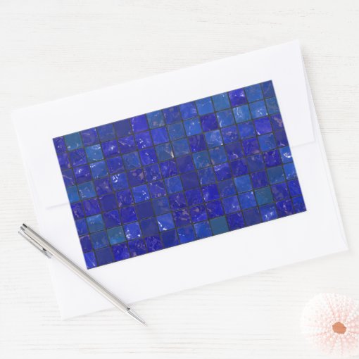 Blue Bathroom Tiles Rectangular Sticker | Zazzle