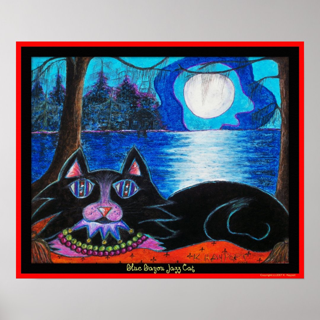 Blue Bayou Jazz Cat Poster | Zazzle