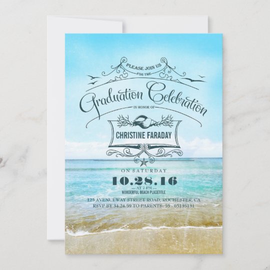 Blue Beach Graduation Celebration Invitation | Zazzle.com