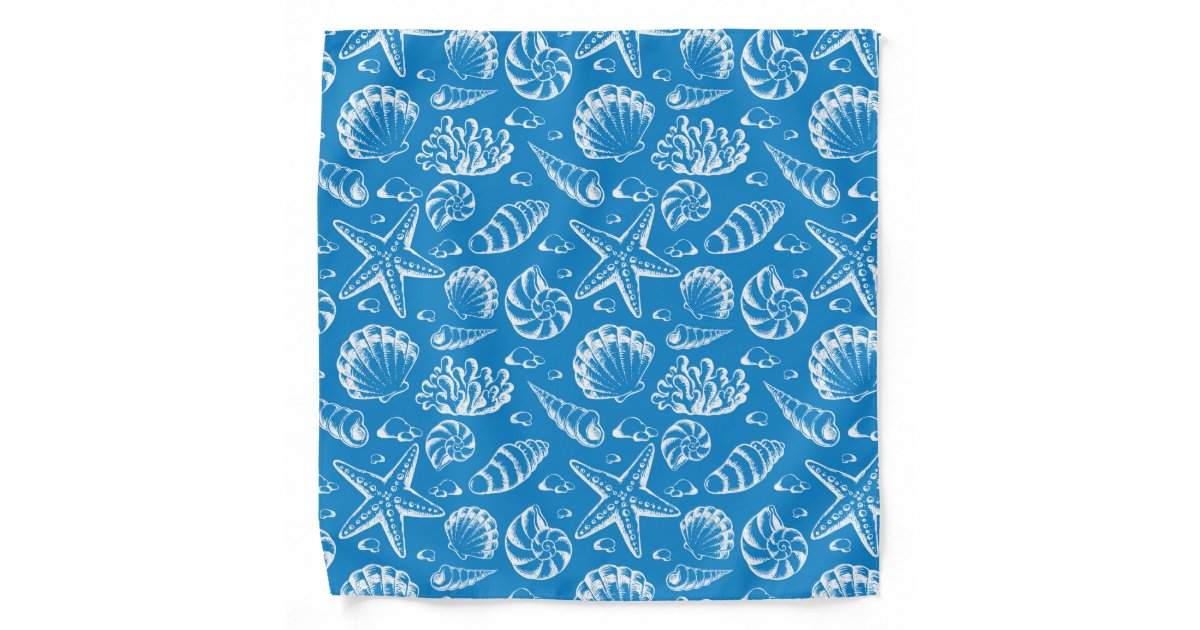 Blue Beach Pattern Bandana | Zazzle