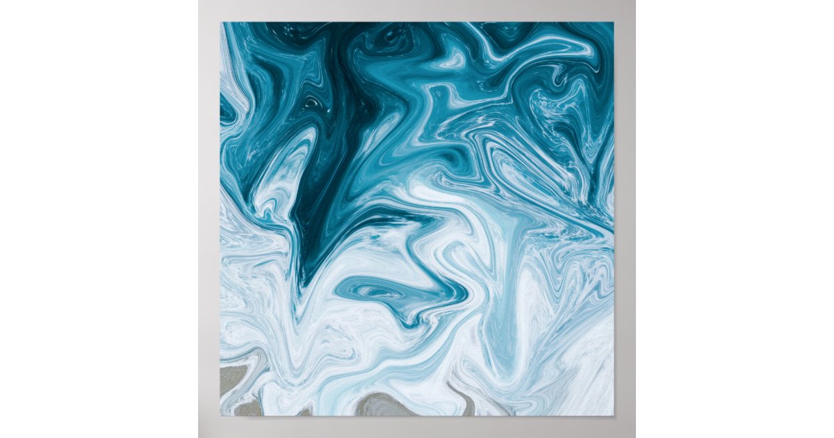Blue Beach Waves Abstract Design Poster | Zazzle
