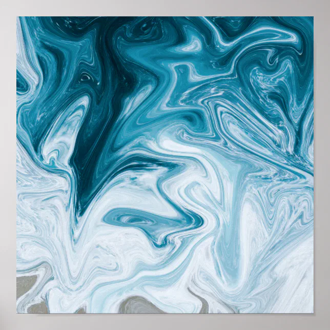 Blue Beach Waves Abstract Design Poster | Zazzle