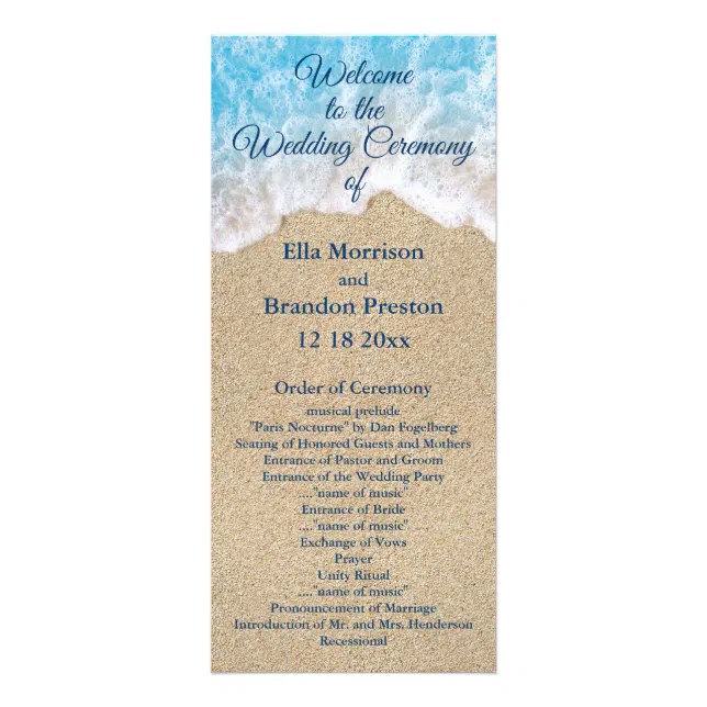 Blue Beach Waves Wedding Program 2 | Zazzle