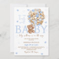 Blue Bear Balloon Baby Shower Invitation | Zazzle