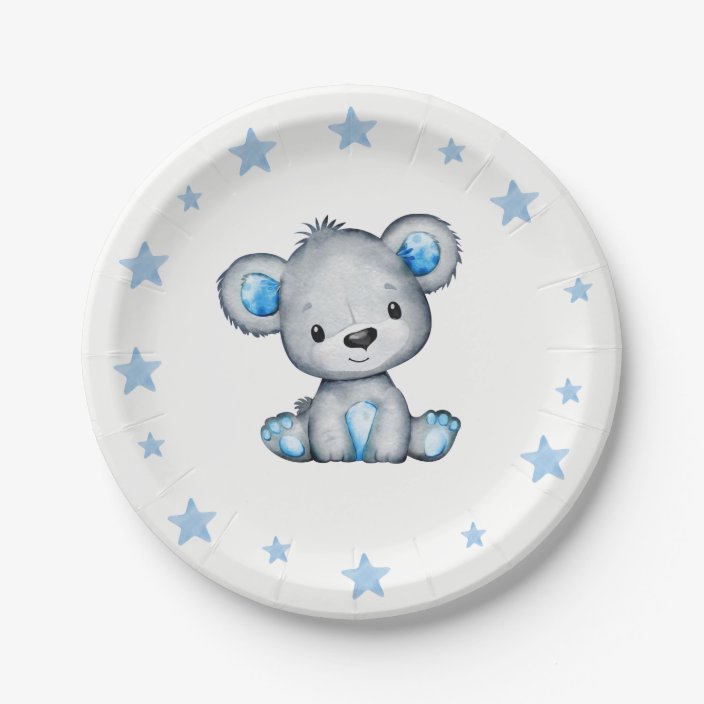 Blue bear Plate 4 Baby Shower, Birthday | Zazzle.com