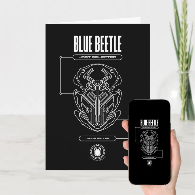Blue Beetle Scarab Tech Graphic Card | Zazzle
