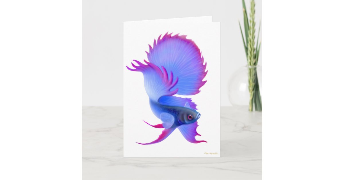 Blue Betta Fish Greeting Card | Zazzle