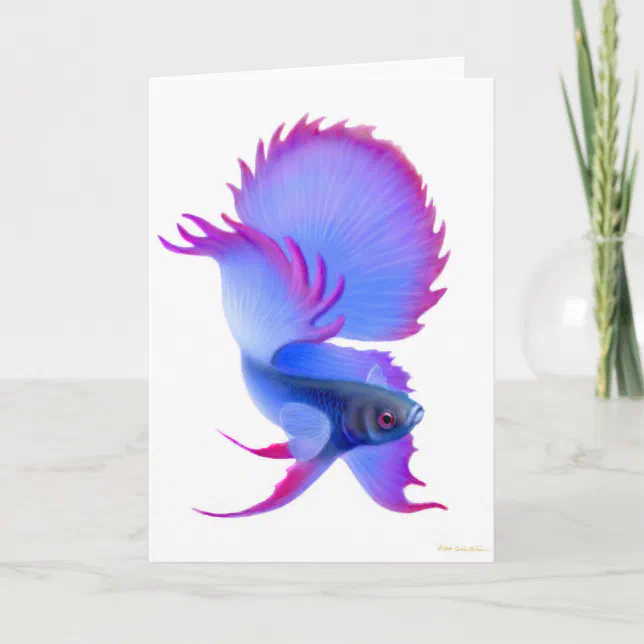 Blue Betta Fish Greeting Card | Zazzle
