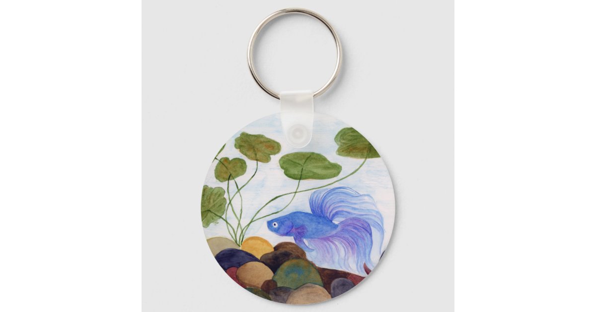 Blue Betta Fish Keychain | Zazzle
