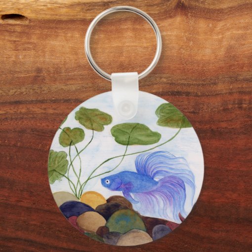 Blue Betta Fish Keychain | Zazzle