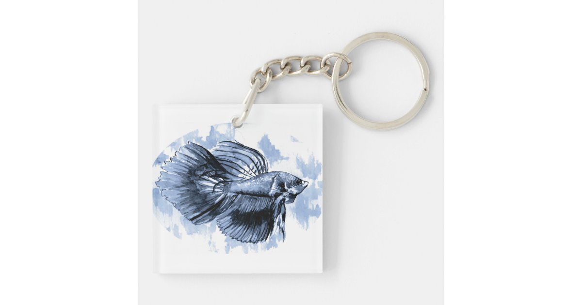 Blue Betta Fish Keychain | Zazzle