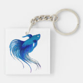 Blue Betta Fish Watercolor Keychain | Zazzle