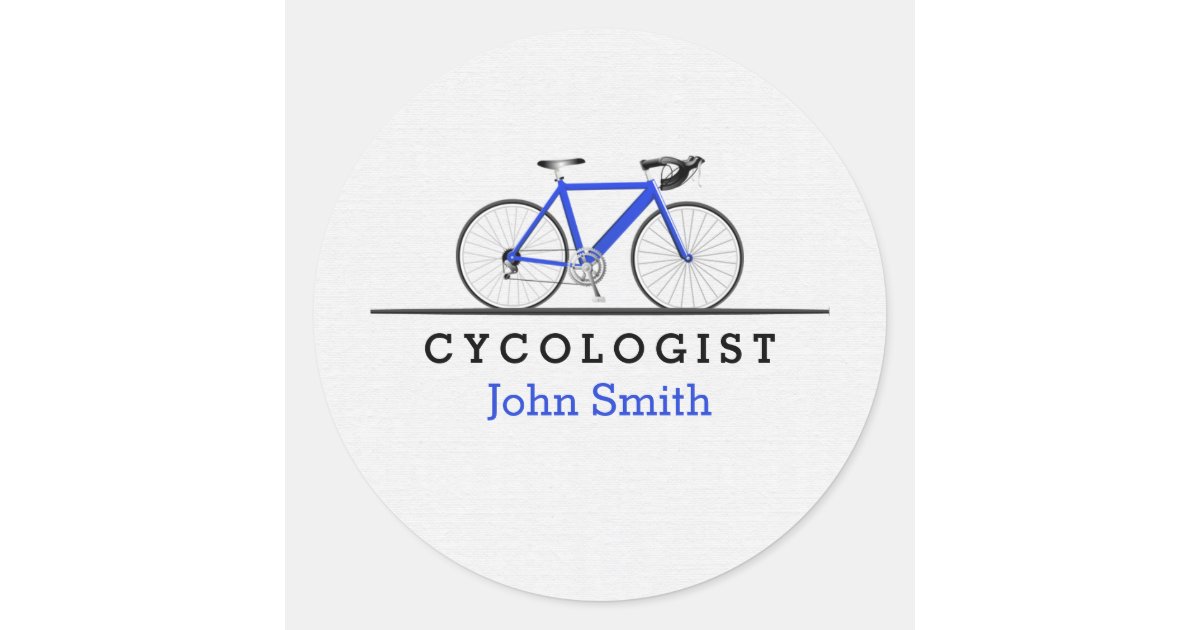 Blue bicycle Cycologist Classic Round Sticker | Zazzle