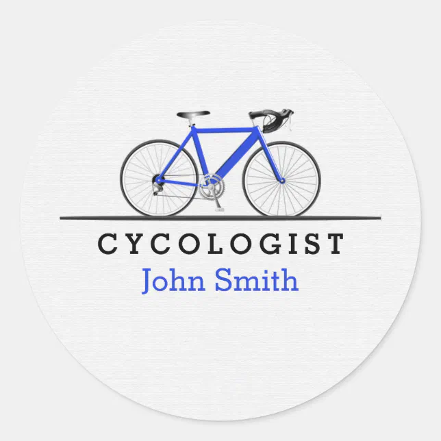 Blue bicycle Cycologist Classic Round Sticker | Zazzle