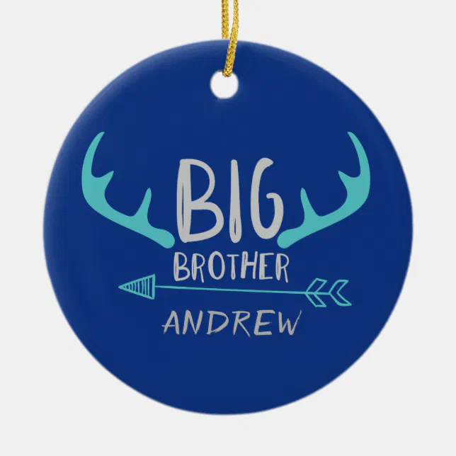Blue Big Brother Antler Personalized Arrow Ceramic Ornament | Zazzle