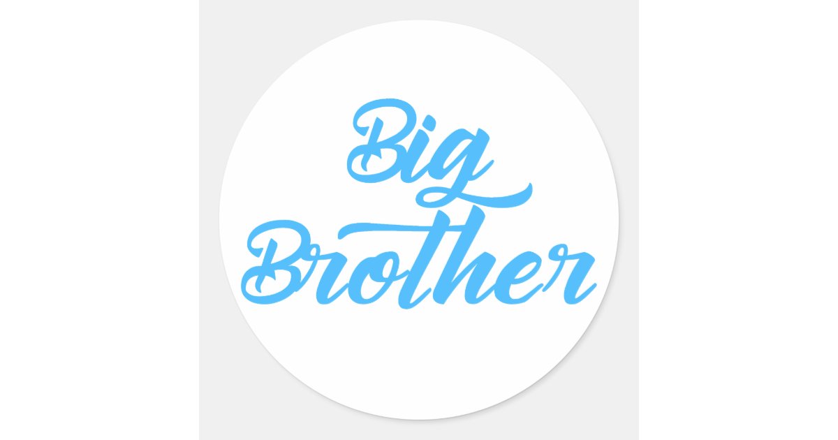 Blue Big Brother sibling Typography Classic Round Sticker | Zazzle