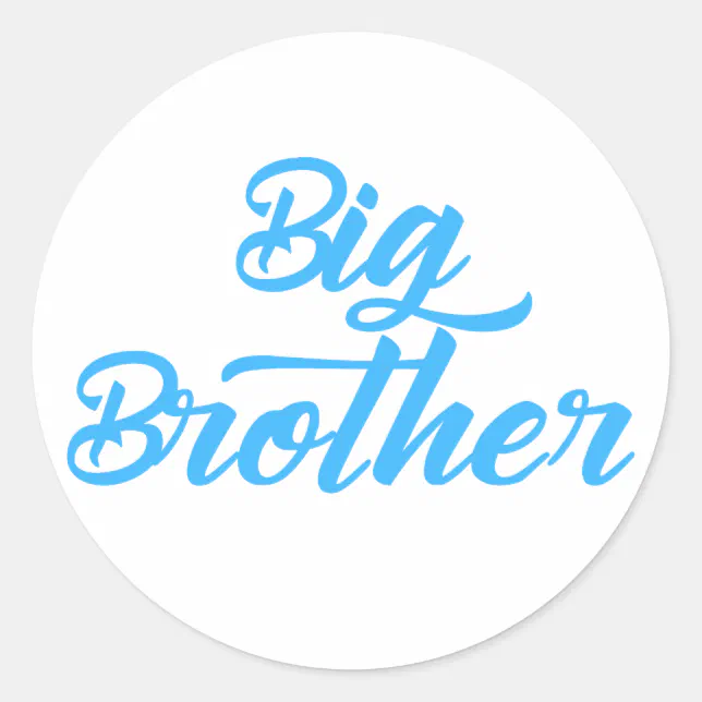 Blue Big Brother sibling Typography Classic Round Sticker | Zazzle