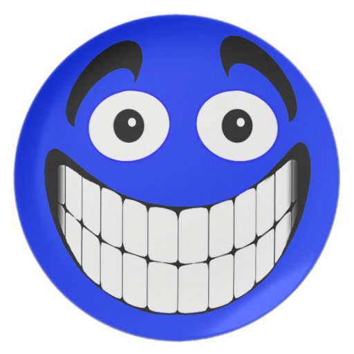 Blue Big Grin Smiley Face Plate | Zazzle