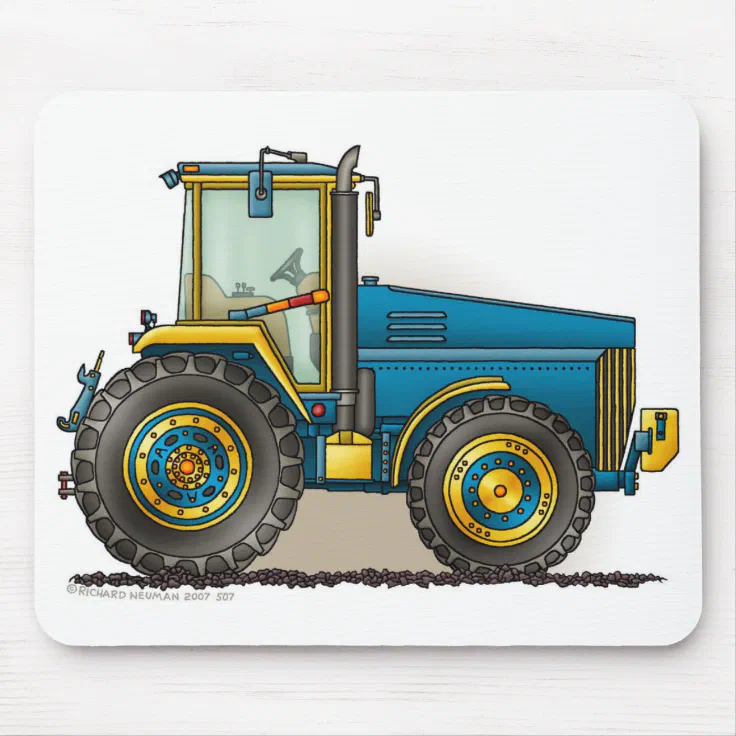 Blue Big Tractor Mouse Pads | Zazzle