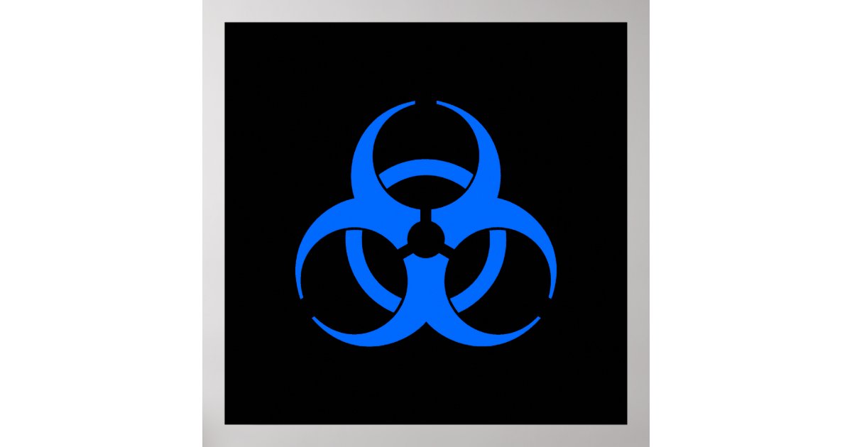 Blue Biohazard Symbol Poster | Zazzle