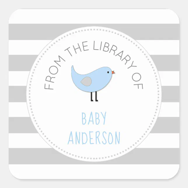Blue Bird boy baby shower bookplate / book | Zazzle