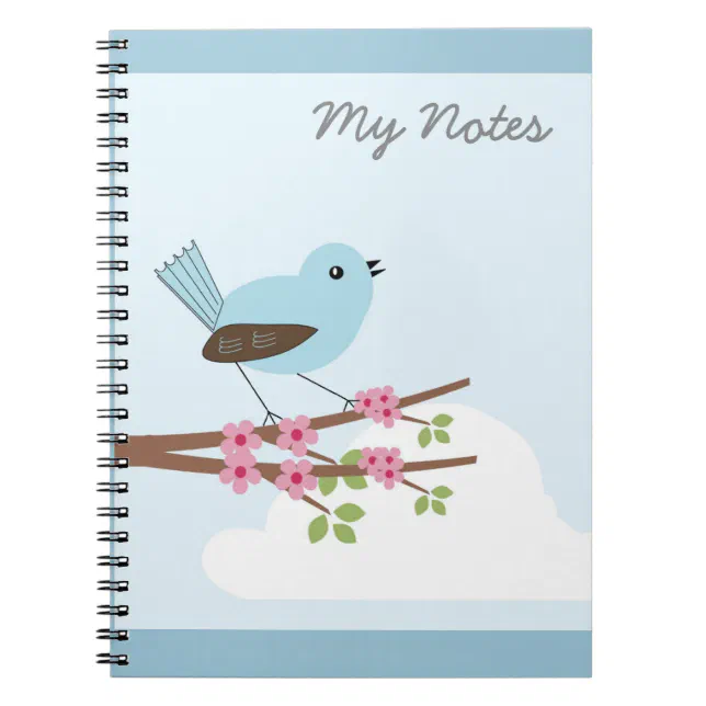 Blue Bird in Blossom Tree Notebook | Zazzle