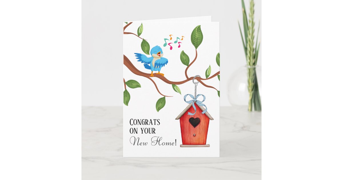 Blue Bird New Home Congrats Greeting Card | Zazzle