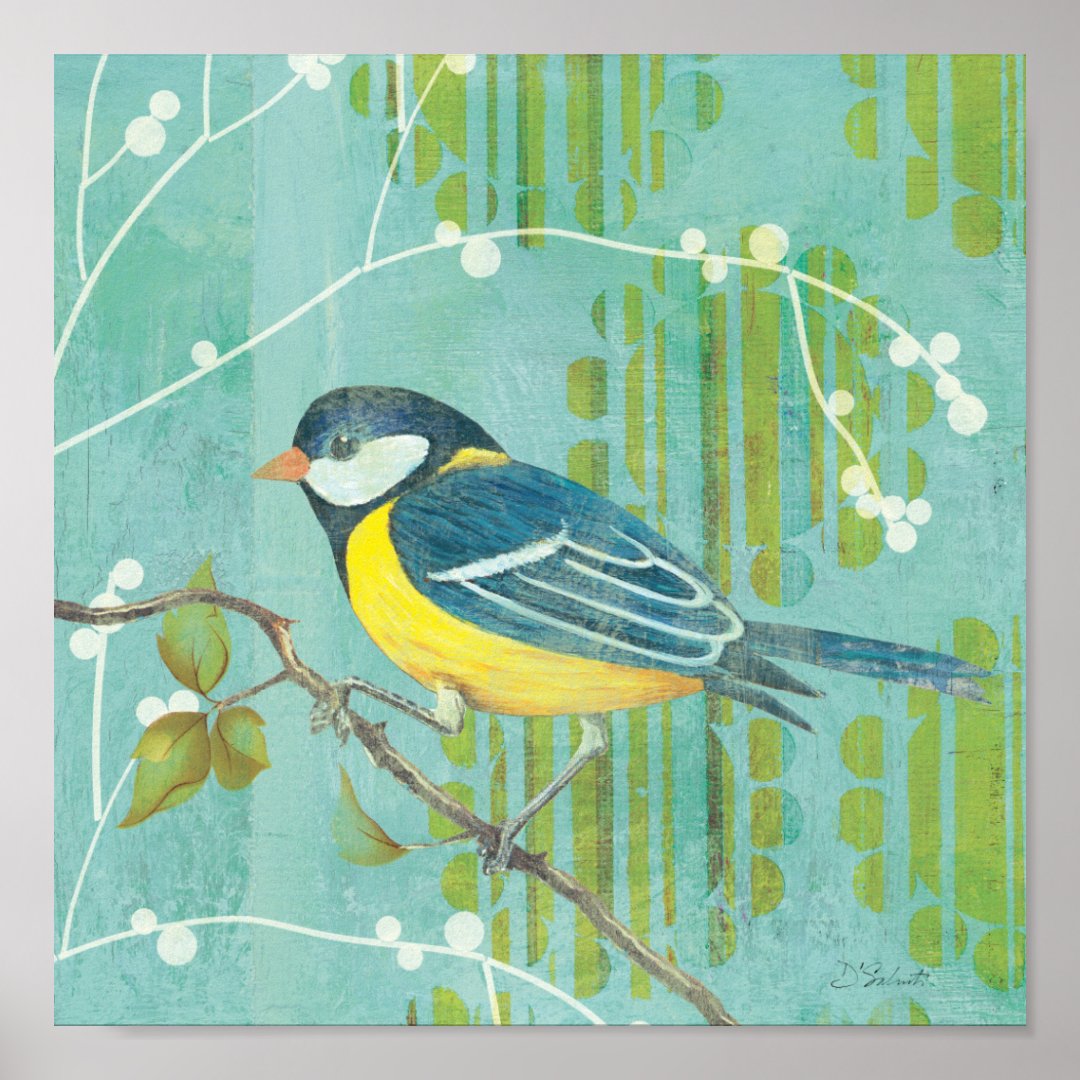 Blue Bird Perched on a Tree Poster | Zazzle