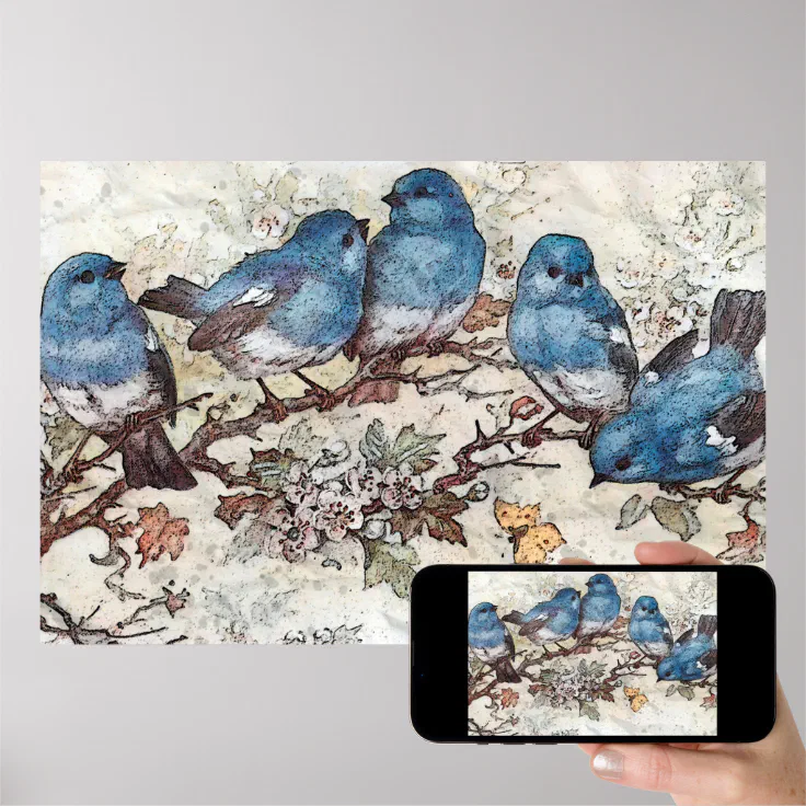 Blue Birds Poster | Zazzle