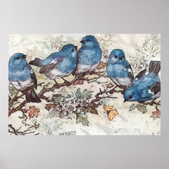 Blue Birds Poster | Zazzle.com