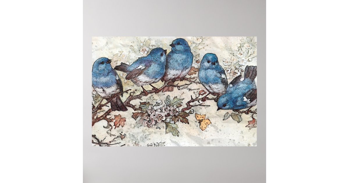 Blue Birds Poster | Zazzle