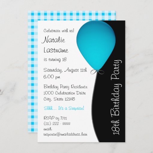 Blue Birthday Balloon Invitation | Zazzle