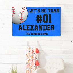 Blue Black Baseball Team Spirit Banner | Zazzle