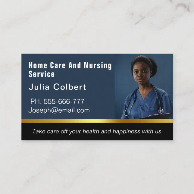 Blue Black Home Health Aide Business Card | Zazzle